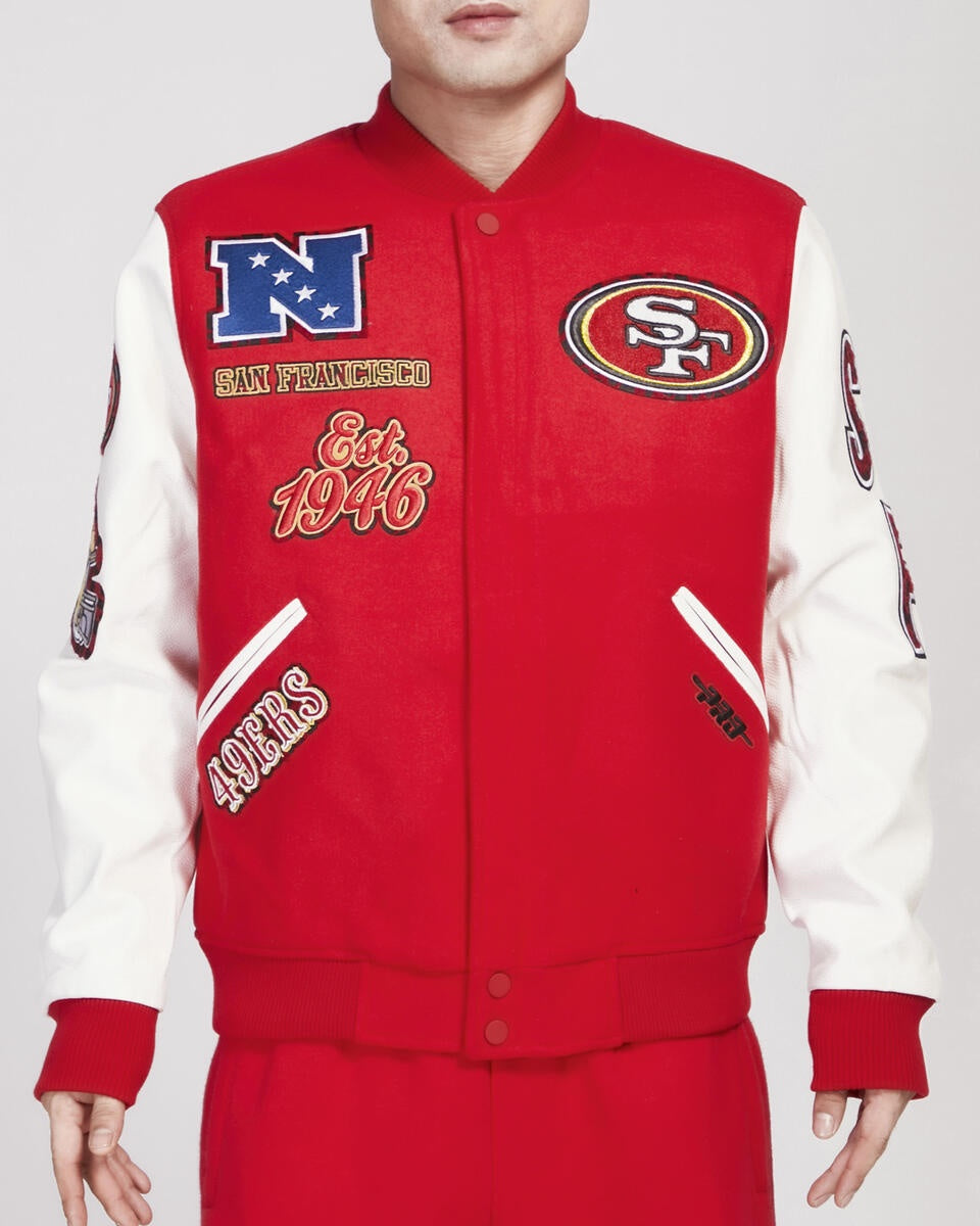 PRO STANDARD MEN SAN FRANCISCO 49ERS ANIMAL PRINT WOOL VARSITY JACKET ...