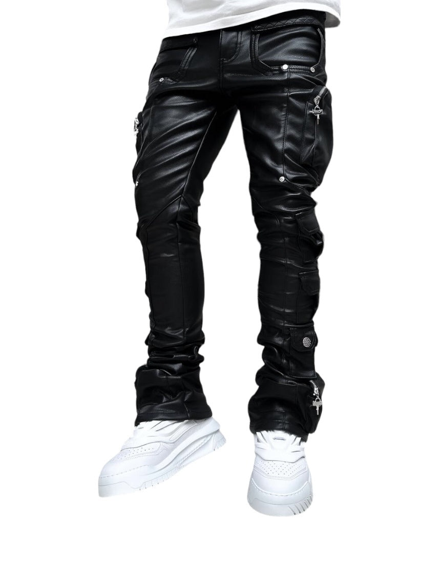 GUAPI MEN OBSDIAN BLACK CARGO LEATHER PANTS – D2ICHI - Official Store ...